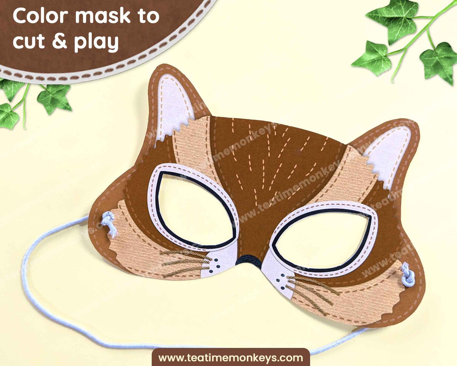 CHIPMUNK Mask: in Color and for Coloring Printable Mask for Kids PDF ...