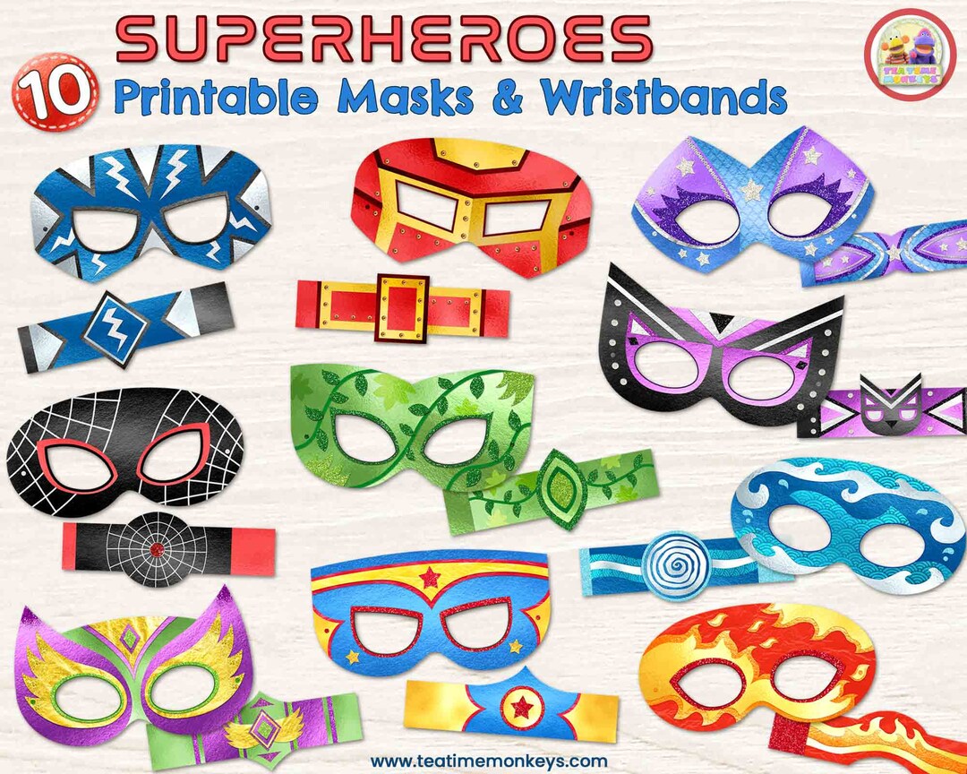 SUPERHEROES Masks for Kids TEN Printable Masks and - Etsy