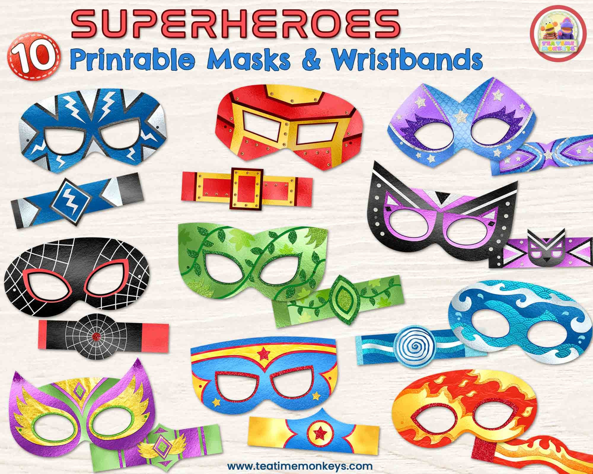 SUPERHEROES Masks for Kids TEN Printable Masks and - Etsy