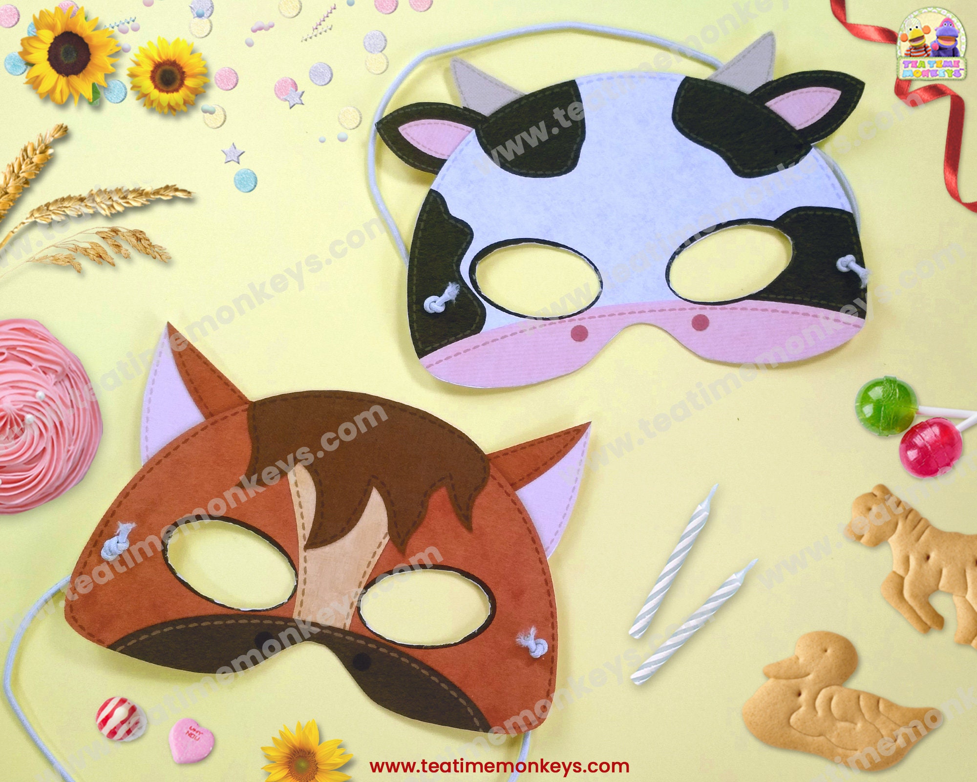 FARM ANIMALS Masks Bundle 20 Printable Masks Costume - Etsy