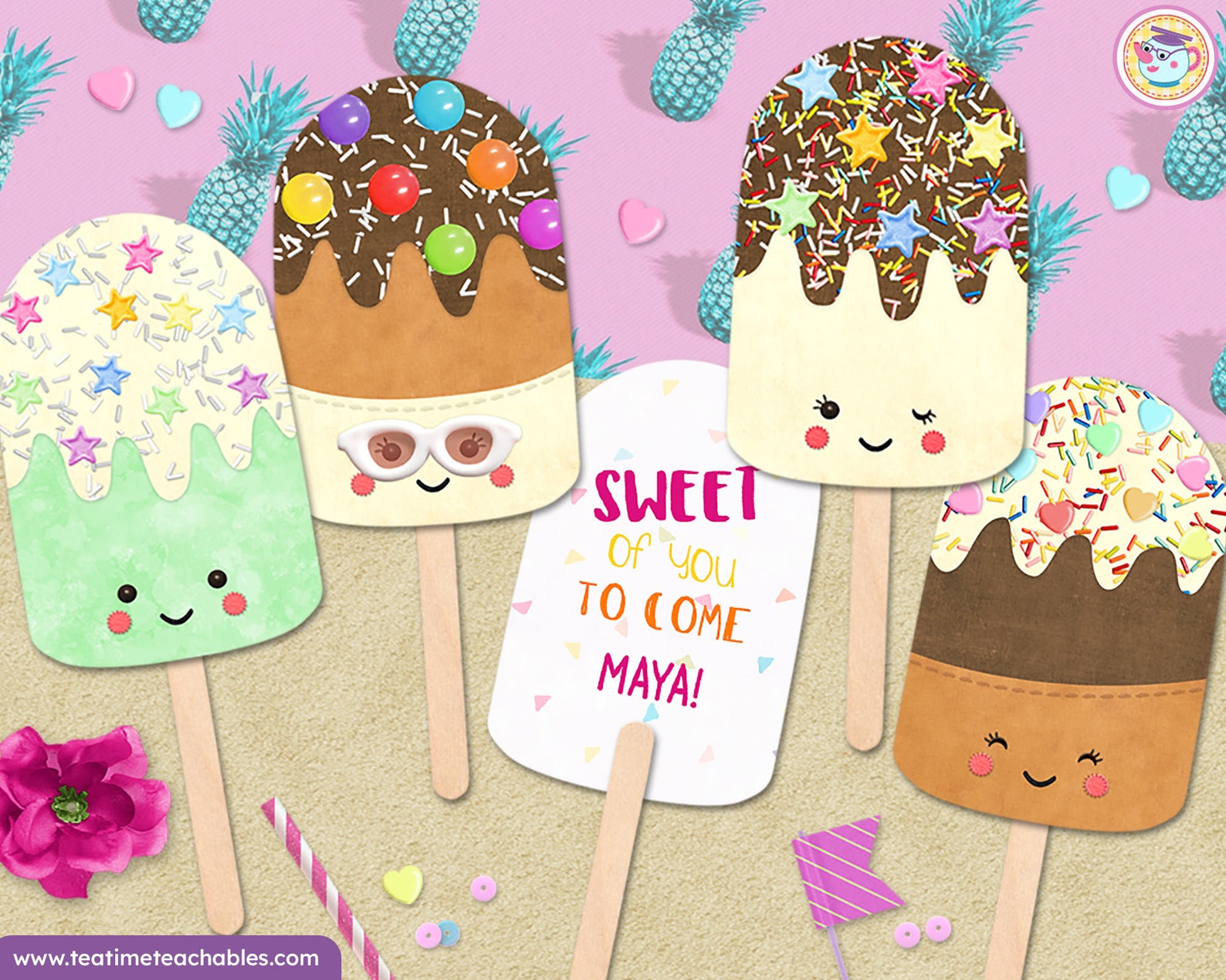 Popsicle Ice Pops - CHEEKY CHOCOLATE - Editable Kid's Party Favors ...