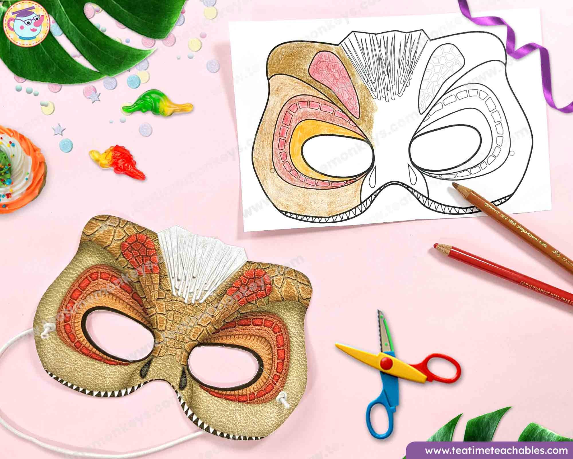 VELOCIRAPTOR Dinosaur Mask: Precolored & for Coloring Printable ...