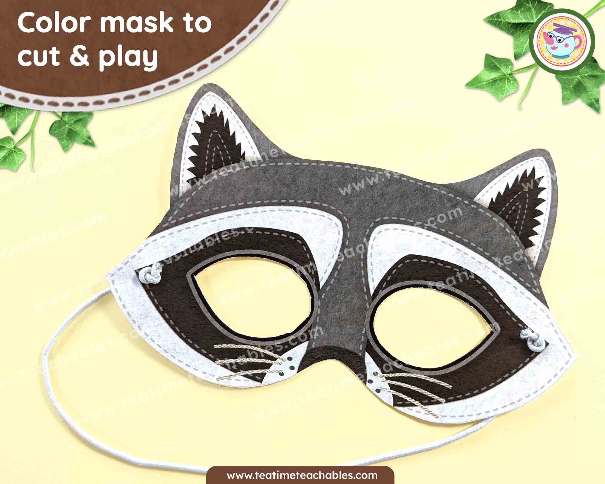 Printable Raccoon Mask: Precolored & Coloring Activity (PDF) - Etsy