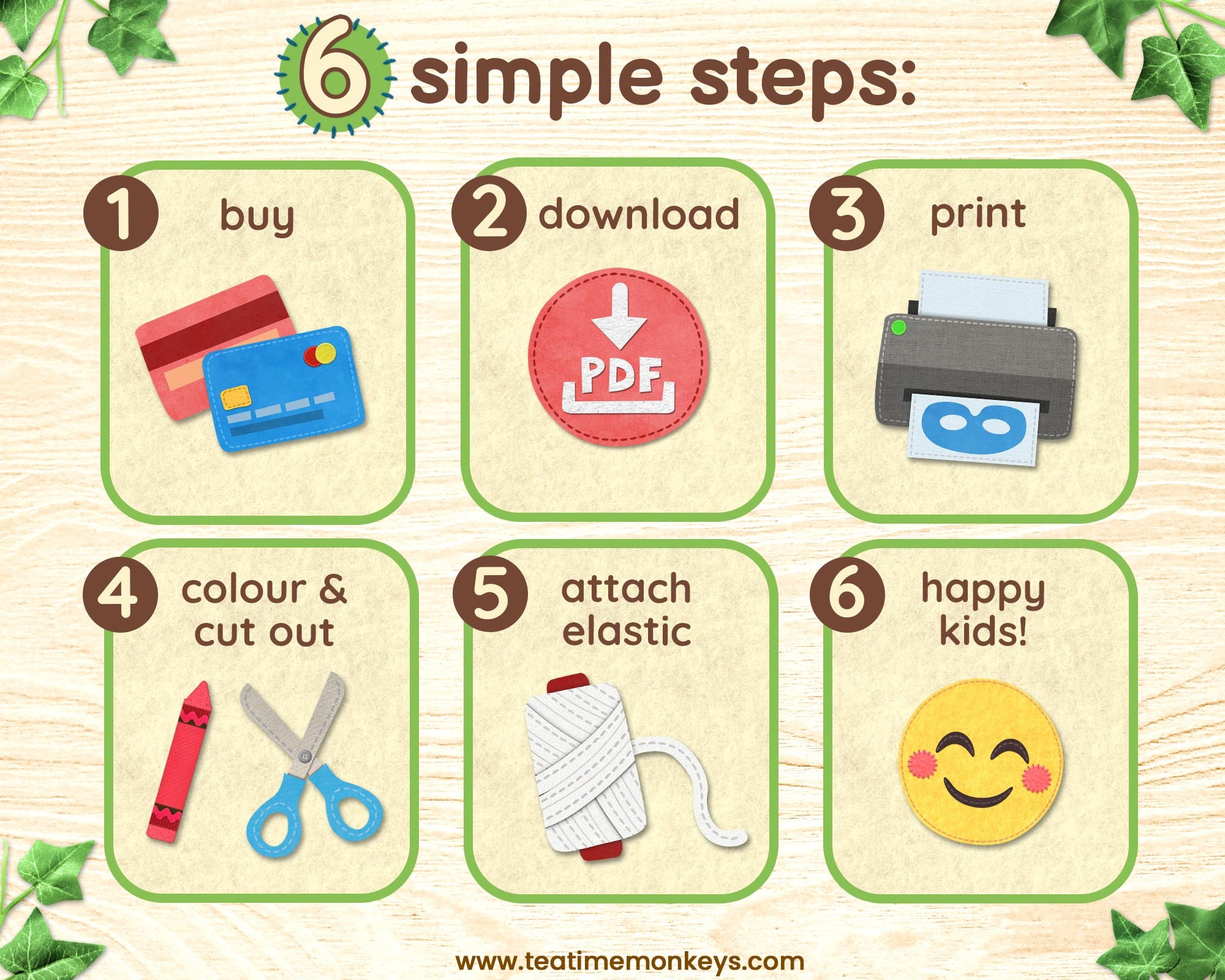 FOREST ANIMALS Masks Set 1 EIGHT Printable Masks for Coloring Forest ...