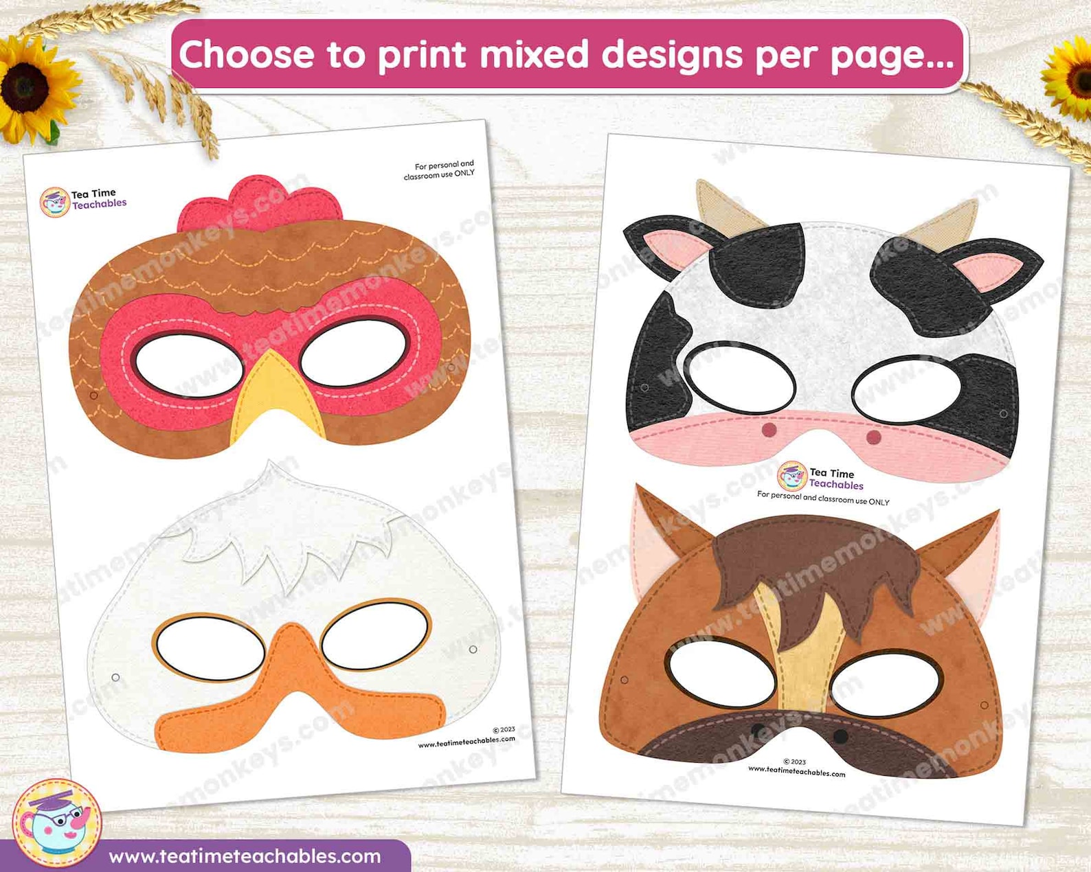 FARM ANIMALS Masks | Ten Printable Masks | Precolored | PDF | Costume ...