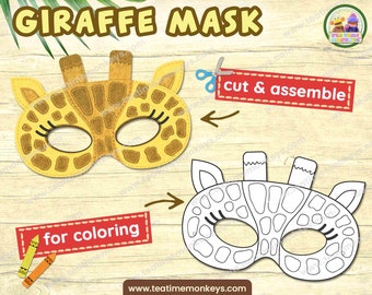 MONKEY Mask: in Color and for Coloring Jungle Animals | Etsy