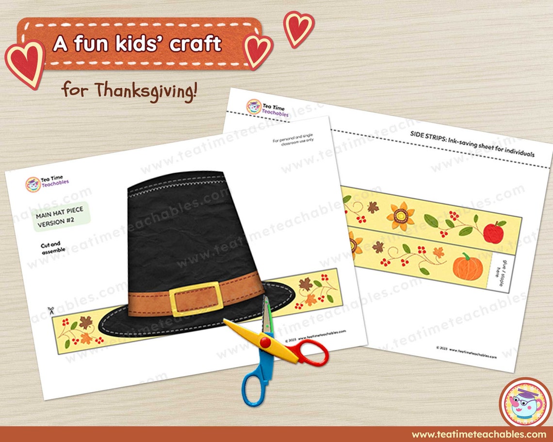 Printable Pilgrim Hat BUNDLE: Pre-colored and for Coloring | Easy ...