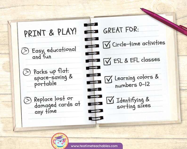 Spring-themed Matching Cards: Colors, Numbers & Sizes Educational Game ...