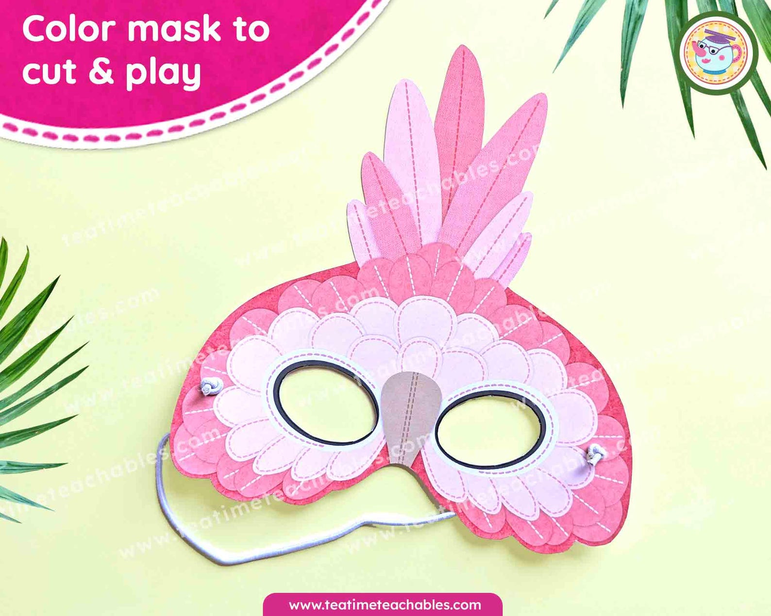 Pink Cockatoo Mask – Printable Bird Mask for Kids | Galah Costume ...