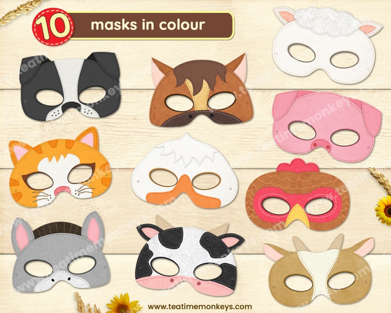 FARM ANIMALS Masks Bundle 20 Printable Masks Costume - Etsy