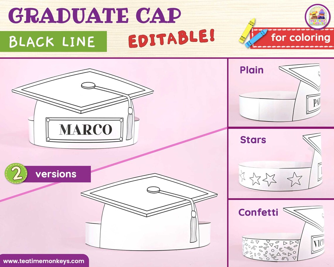 Printable GRADUATE CAP for Coloring: Preschool Graduation & - Etsy