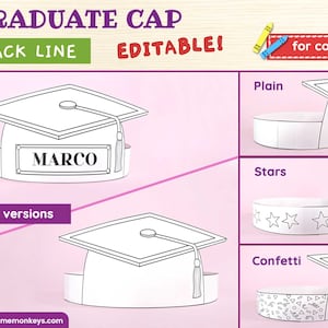 Printable GRADUATE CAP for Coloring: Preschool Graduation & - Etsy