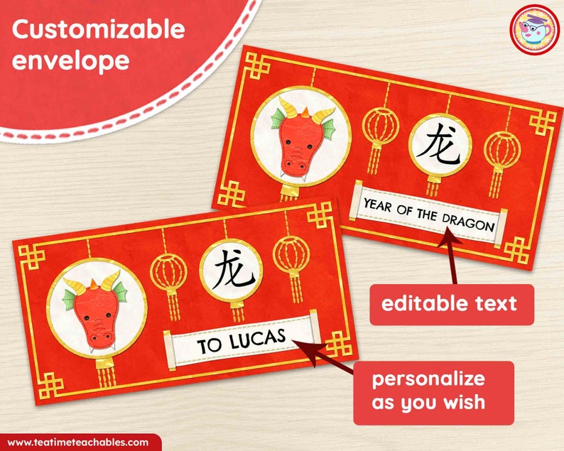 Year of the Dragon Craft BUNDLE: Printable Mask & Lucky Red Envelope ...