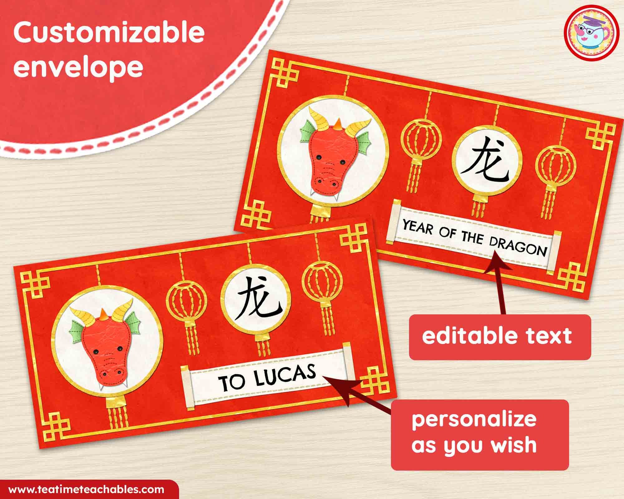 Year of the Dragon Craft BUNDLE: Printable Mask & Lucky Red Envelope ...