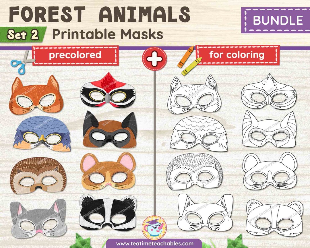 Forest Animal Masks Set 2: Printable Woodland Animal Costume Masks ...