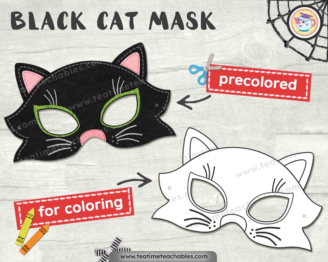 Printable Black Cat Mask: Halloween Costume Craft for Kids (PDF) - Etsy