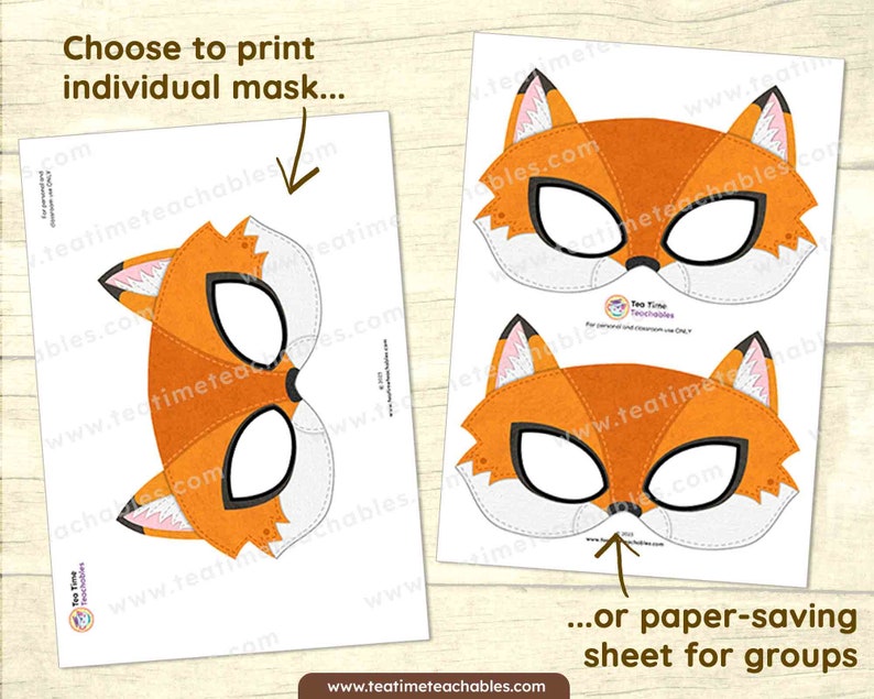 FOX Mask: Precolored and for Coloring Printable Mask for Kids PDF ...