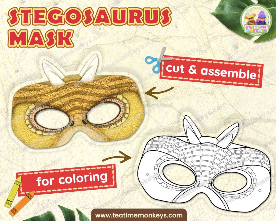STEGOSAURUS Dinosaur Mask: in Color and for Coloring - Etsy