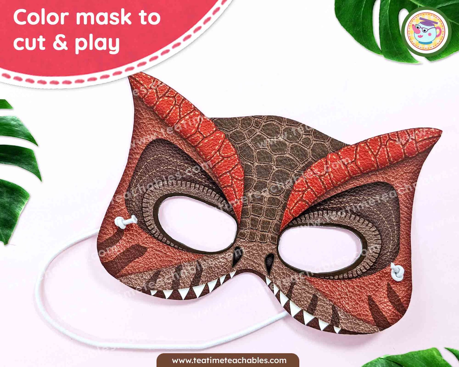 ALLOSAURUS Dinosaur Mask: Precolored and for Coloring - Printable ...