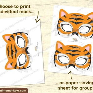 TIGER Mask: in Color and for Coloring Printable Jungle - Etsy