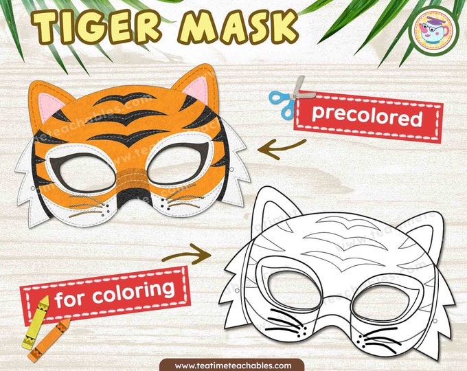 Jungle Animals Printable Masks, Monkey Mask, Zebra, Tiger, Elephant ...