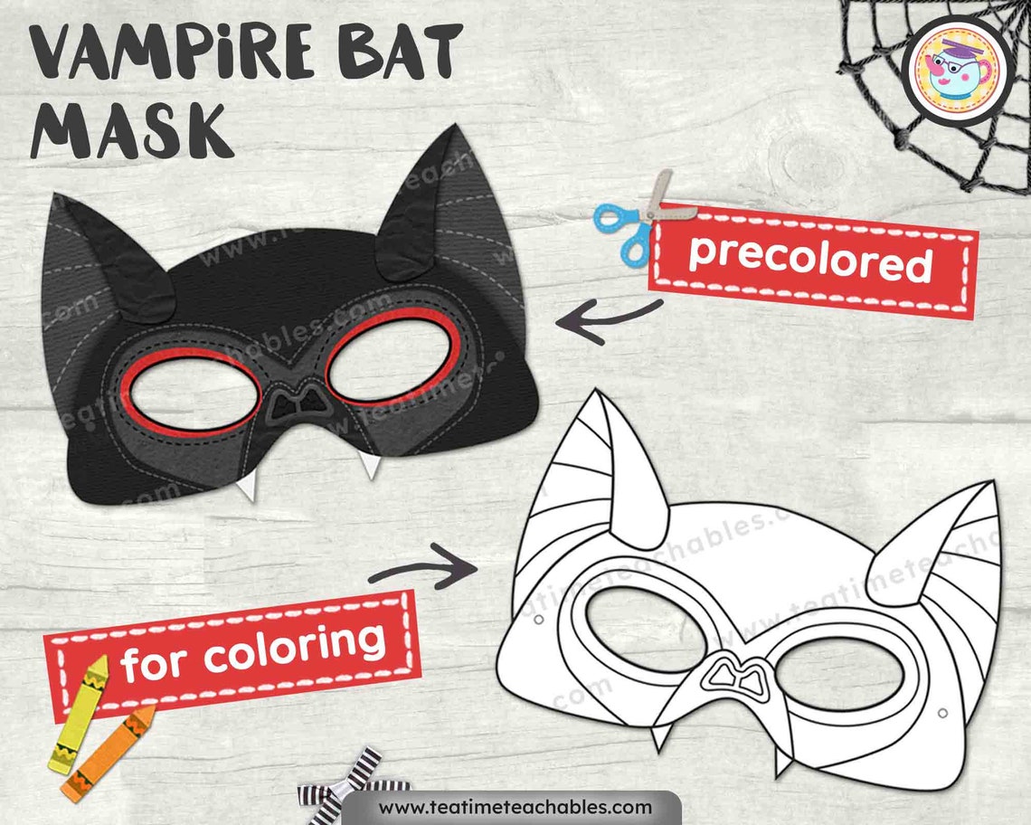 Printable Vampire Bat Mask: Halloween Costume Craft for Kids (PDF ...