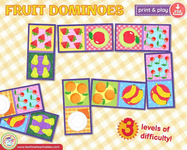 Fruit Dominoes Game | Fun & Educational Game for Kids - Etsy