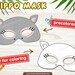 HIPPO Mask: Precolored and for Coloring Printable Jungle Animals Mask ...