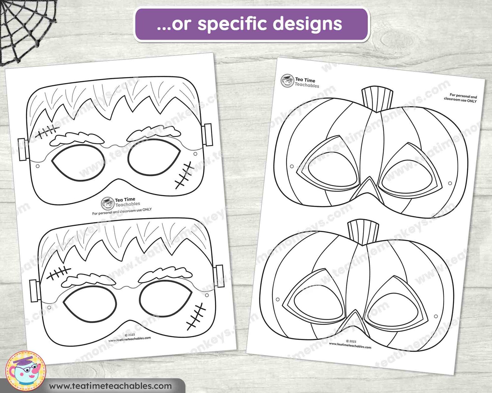 Halloween Masks for Kids: 10 Printable Masks to Color (PDF) - Etsy