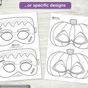 Halloween Masks for Kids: 10 Printable Masks to Color (PDF) - Halloween ...