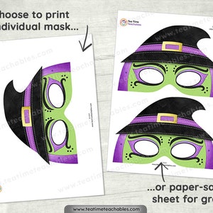 WITCH Mask: Precolored and for Coloring - Printable Halloween Mask for ...