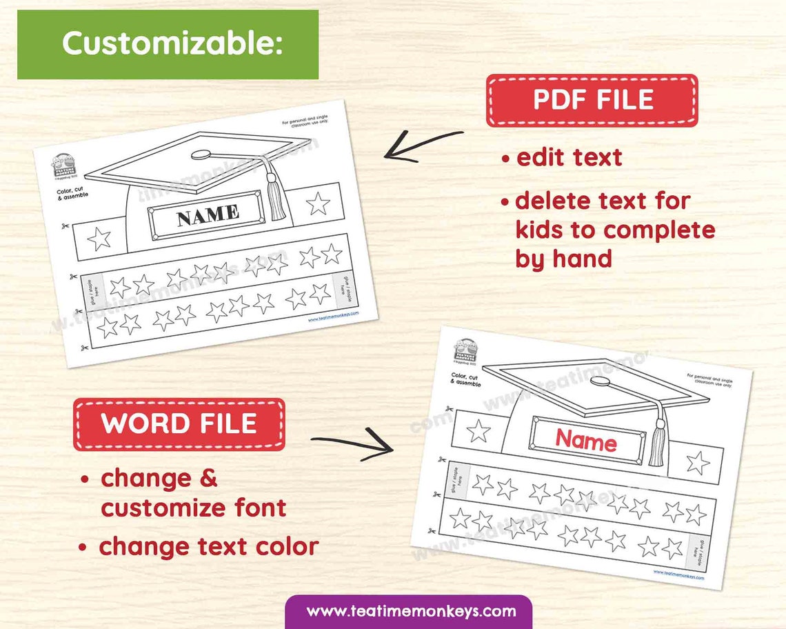 Printable GRADUATE CAP for Coloring: Preschool Graduation & - Etsy