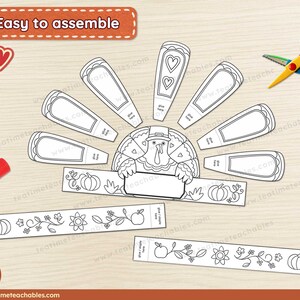 Thankful Turkey Crown: Thanksgiving Coloring Craft (editable PDF) - Etsy