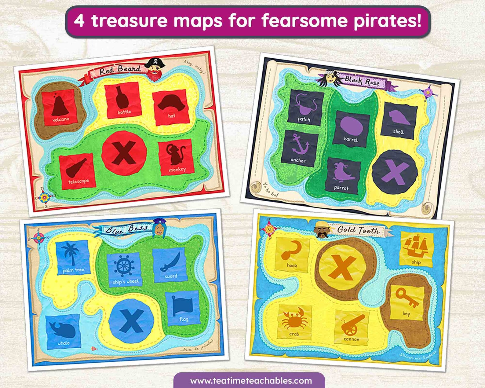 Treasure Island Pirate Map | PRINTABLE Game | PDF | Pirates Matching ...