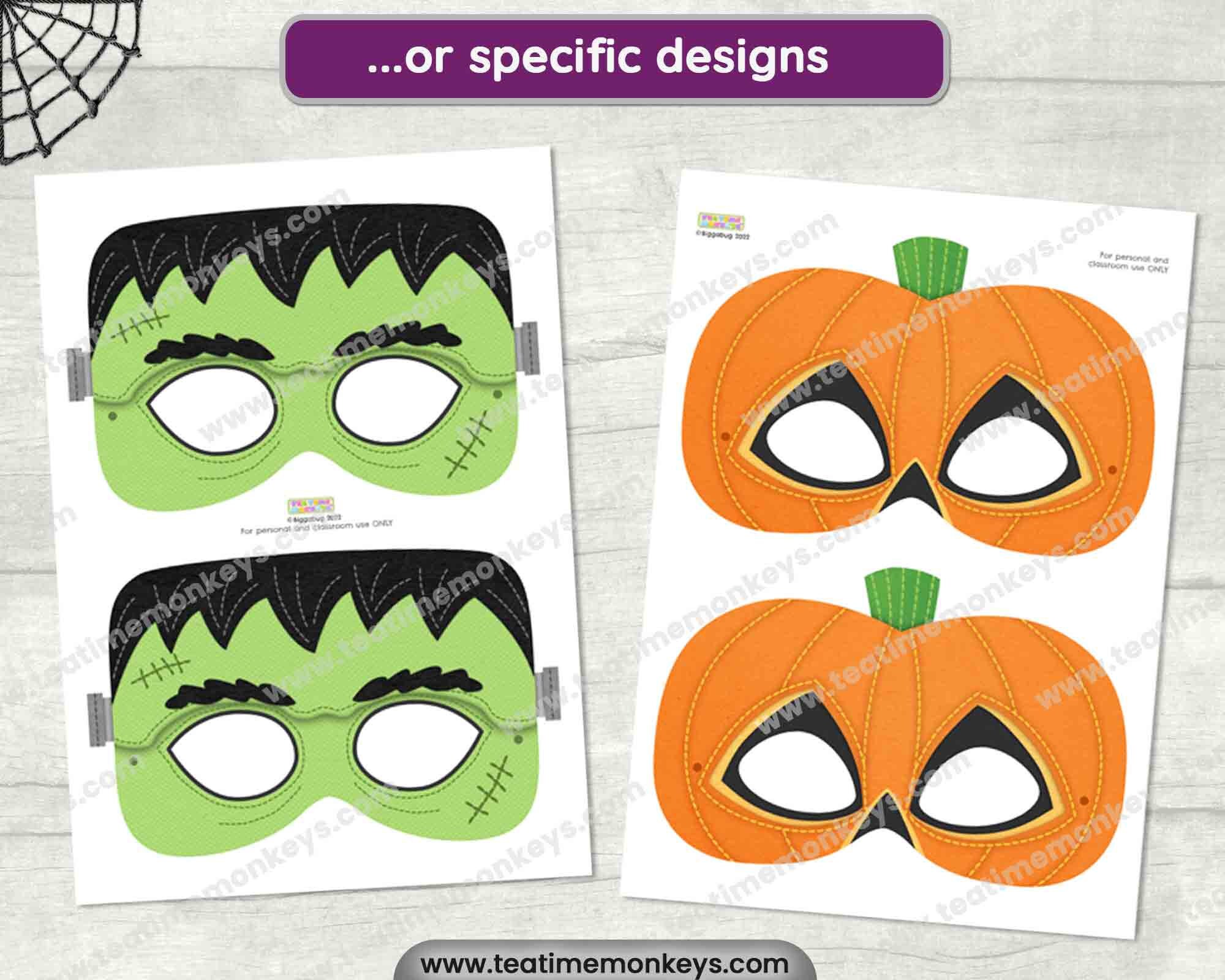 HALLOWEEN Masks for Kids TEN Printable Masks in Color PDF Halloween ...