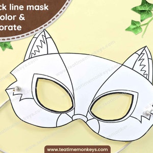 FOX Mask: in Color and for Coloring Printable Mask for Kids PDF Forest ...