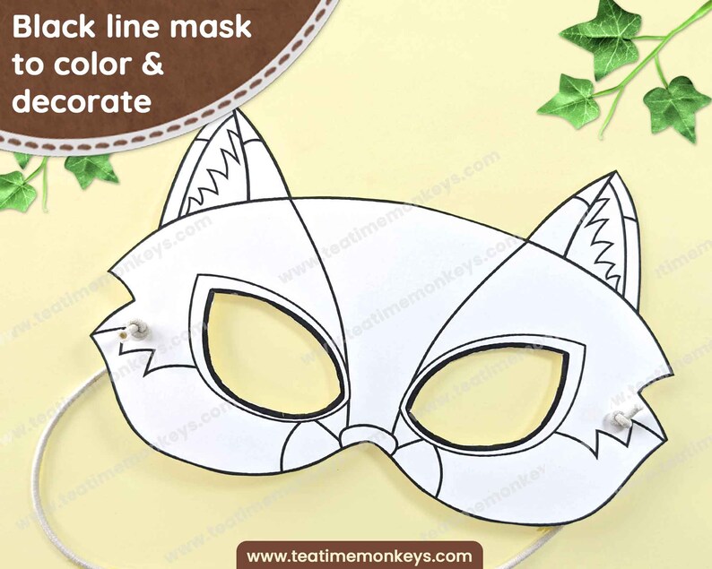 FOX Mask: in Color and for Coloring Printable Mask for Kids PDF Forest ...