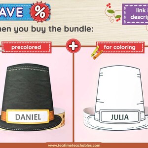 Printable Pilgrim Hat for Coloring - Easy Thanksgiving Craft for Kids ...