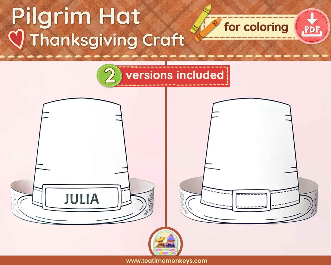 Printable Pilgrim Hat for Coloring Easy Thanskgiving Craft - Etsy