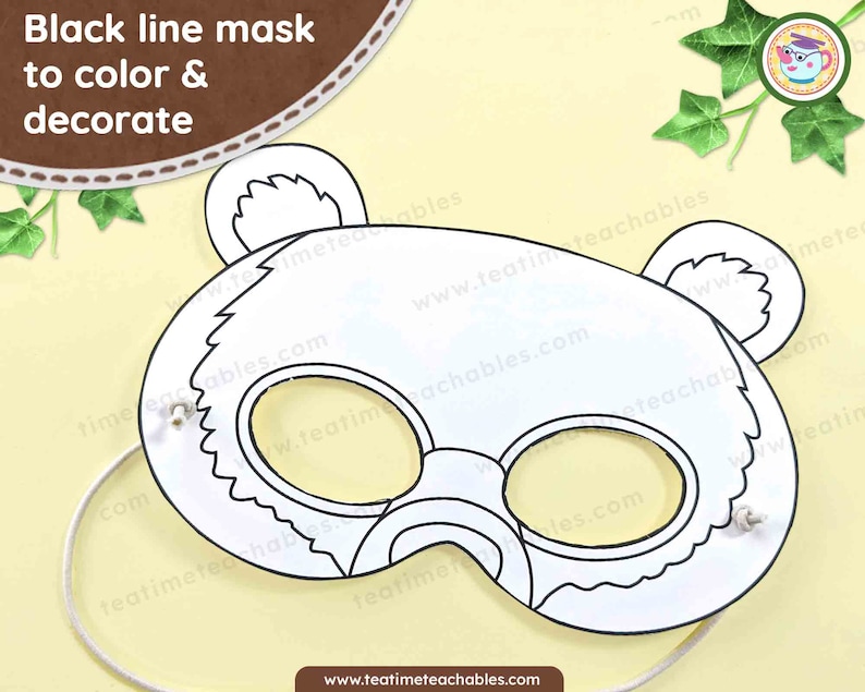 Printable Bear Mask: Precolored & Coloring Activity (PDF) - Etsy