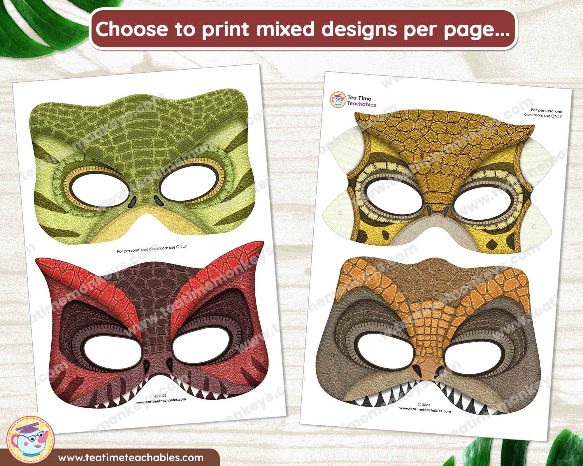 DINOSAURS Masks for Kids TEN Printable Masks in Color PDF Dinosaur ...