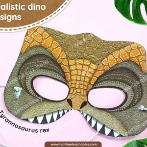 DINOSAURS Masks for Kids Bundle - 20 Printable Masks: Precolored + for ...