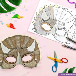 TRICERATOPS Dinosaur Mask: Precolored and for Coloring - Printable ...