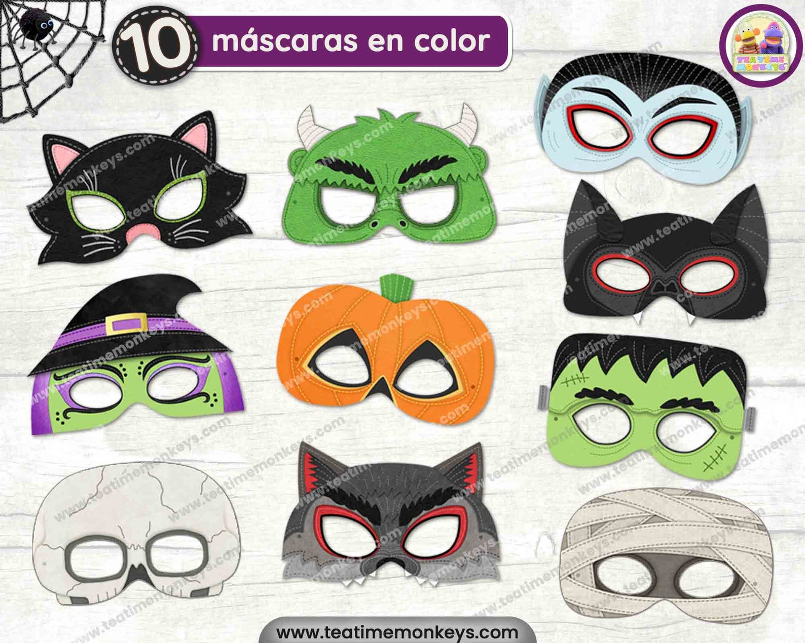 HALLOWEEN Masks for Kids TEN Printable Masks in Color PDF - Etsy