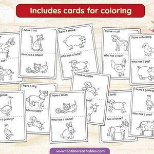 I Have – Who Has Game | Farm Animals and Babies - EDITABLE | Printable ...
