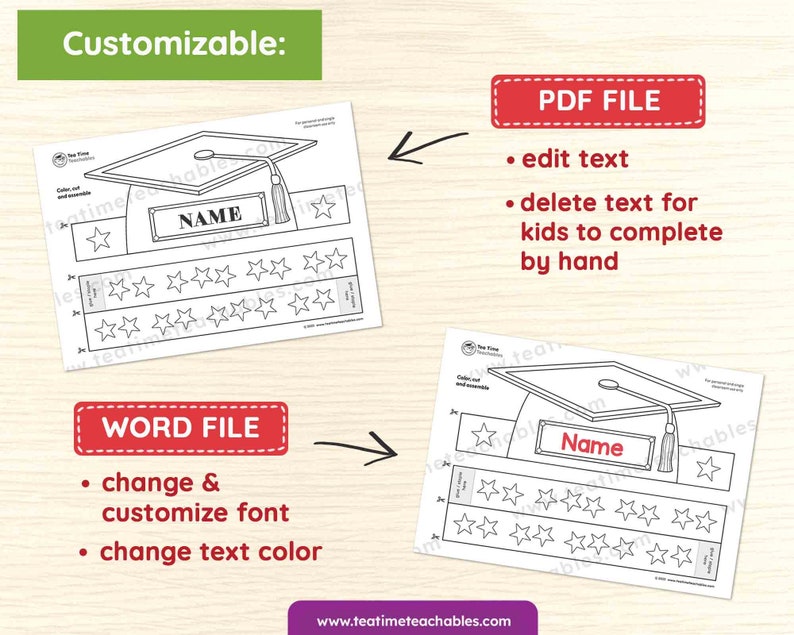 Printable GRADUATE CAP for Coloring Preschool Graduation & Kindergarten ...