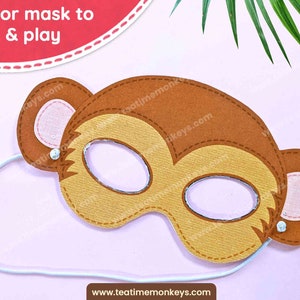MONKEY Mask: in Color and for Coloring Printable Jungle Animals Mask ...