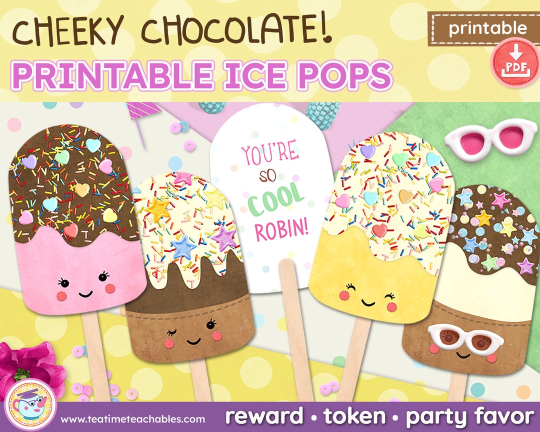 Popsicle Ice Pops - CHEEKY CHOCOLATE - Editable Kid's Party Favors ...