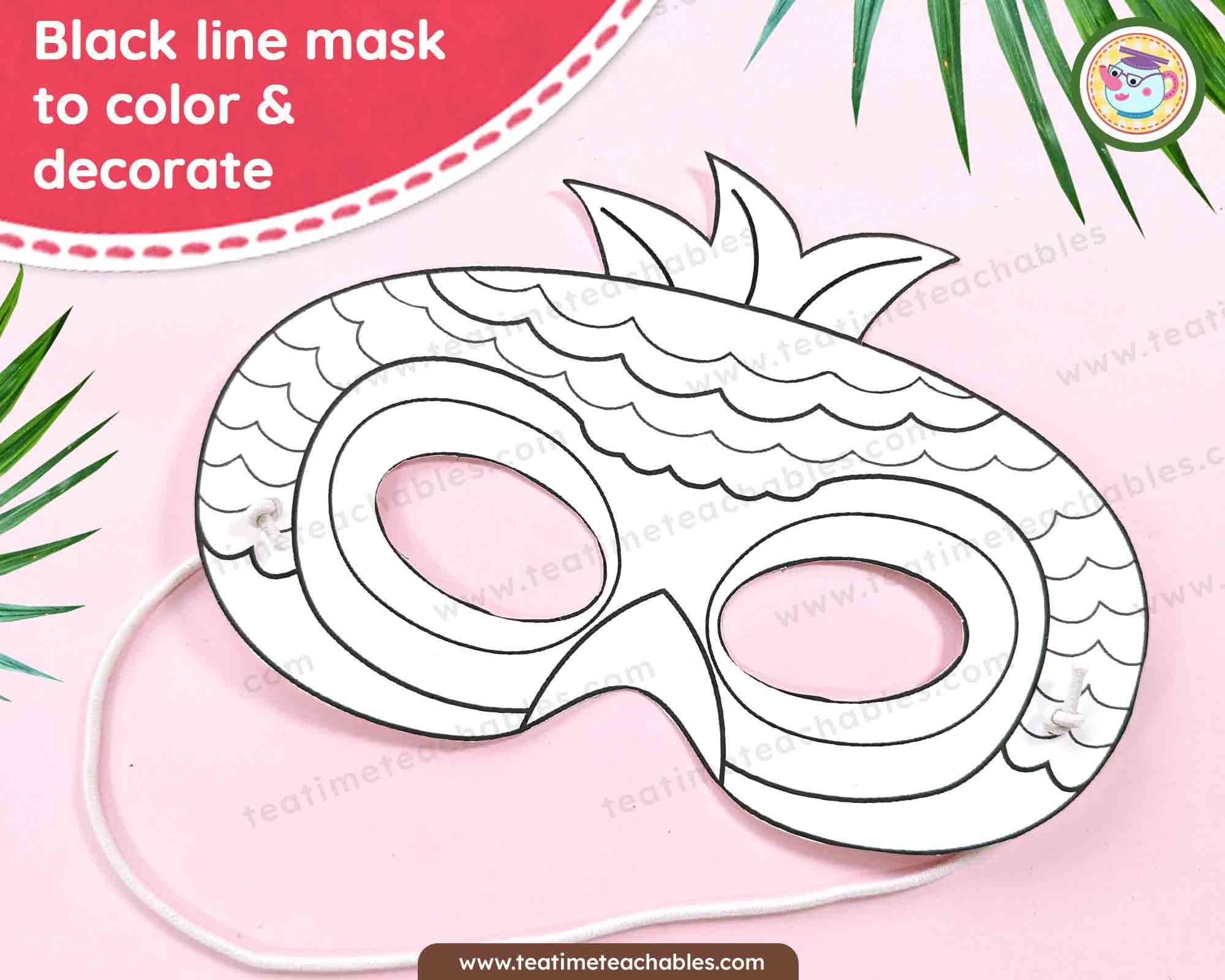 PARROT Mask: in Color and for Coloring - Printable Jungle Animals Mask ...