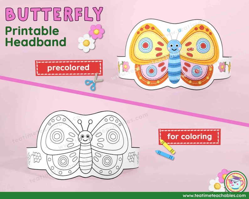 Printable Butterfly Headband Craft: Kids Spring Activity (PDF) - Etsy